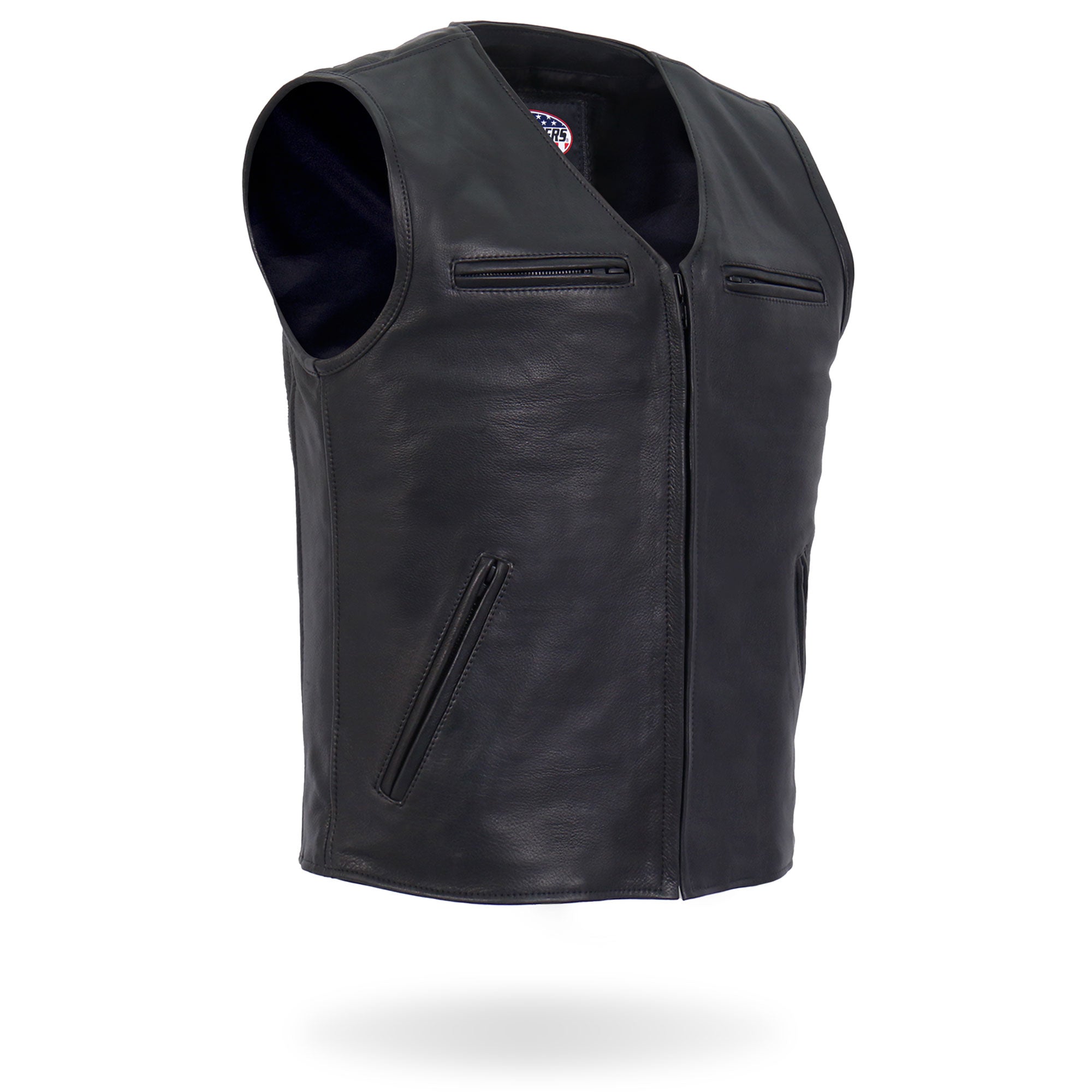 Hot Leathers Premium USA Made Leather V Neck Club Style Zipper Front M ...